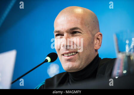 Turin, Italy, 2 April 2018. Zinédine Zidane during the Real Madrid ...