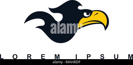 fire flame theme eagle hawk bird logo template vector art Stock Vector ...