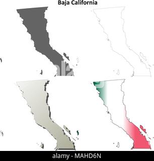 Baja California map silhouette isolated on white background, Mexico ...