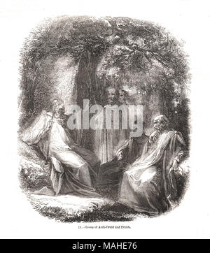 An old engraving of a group of Druids and Arch-Druids in Britain. The ...