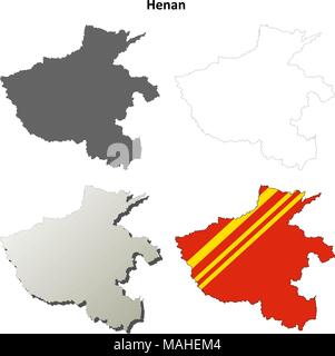 Henan Province outline map isolated on white background, China Stock ...