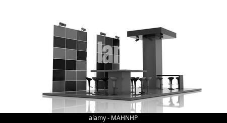 Exhibition booth blank template, original 3d rendering and models Stock ...