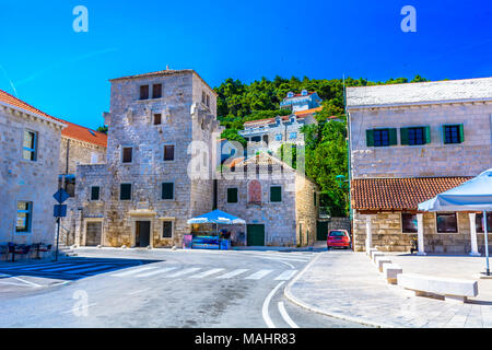 CROATIA, island Brac, Pucisca, marble quarry, behind adriatic sea and ...