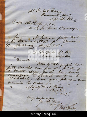 A historical letter from C. F. Smith, written on December 18, 1861 ...