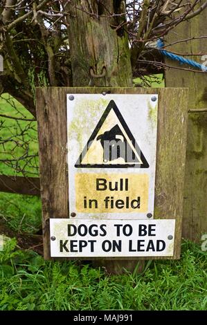 England, Bull in Field Warning Sign Stock Photo - Alamy