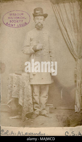 Colonel A. Alexander of the 34th Texas Cavalry, a Confederate unit ...