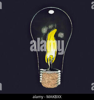 Surrealism. Light bulb with candle light inside Stock Photo - Alamy