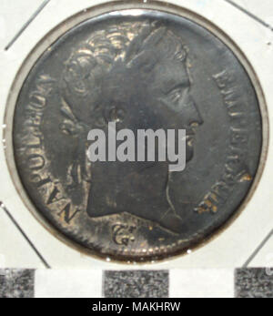 Coin of 5 francs in silver of Napoleon III, 1856, Bouvet, Louis-Charles ...