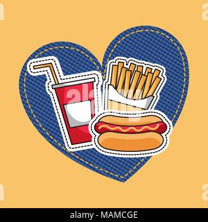 pattern of patches of delicious pizza fast food vector illustration ...