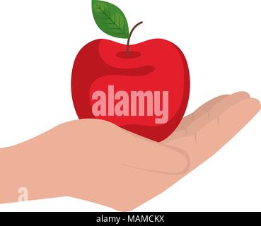 hand lifting apple fresh fruit icon vector illustration design Stock ...
