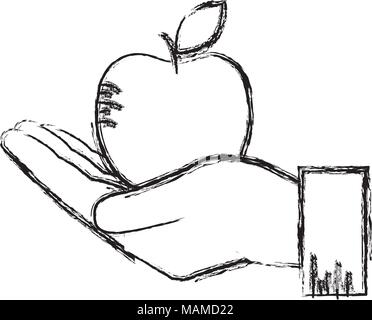 hand lifting apple fresh fruit icon vector illustration design Stock ...