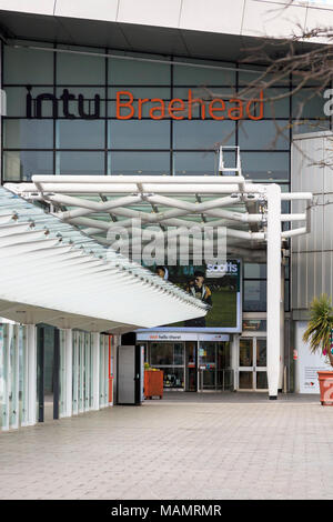 East entrance to INTU Braehead shopping centre with bus stops, Braehead ...