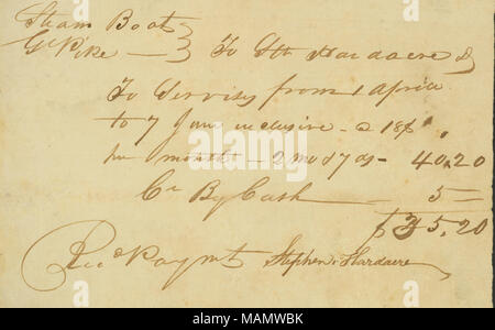 Bill of lading and receipt for the General Pike steamboat, spanning ...