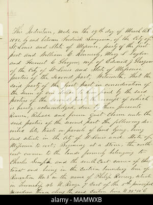 Copy of quit claim deed, Frederick Saugrain to William C. Kennerly ...