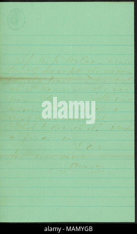 Brief note. Title: Letter from James E. Love, Aubrey, Kansas, to Molly ...