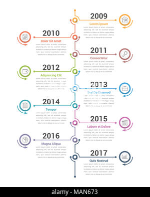 Vertical timeline infographics template, workflow or process diagram ...