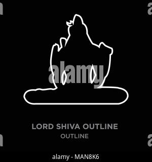 white border lord shiva outline images on black background, vector ...