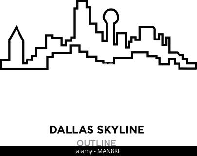 dallas skyline outline on white background, vector illustration Stock ...