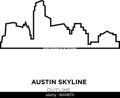austin skyline outline on white background, vector illustration Stock ...