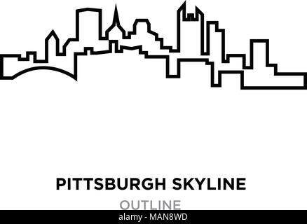 pittsburgh skyline silhouette outline on white background Stock Vector ...