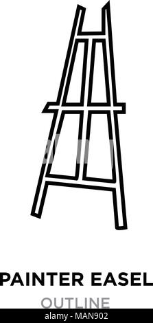 painter easel outline on white background, vector illustration Stock ...