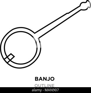 banjo outline on white background, vector illustration Stock Vector ...