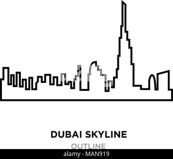 Outline Dubai UAE Skyline with Modern Buildings. Vector Illustration ...