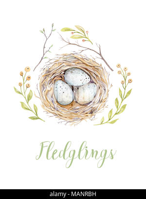 Boho Easter spring eggs with blossom, greeting cards with eggs and ...