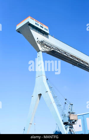 Container harbor with harbor cranes or freight cranes. Warf or cargo ...