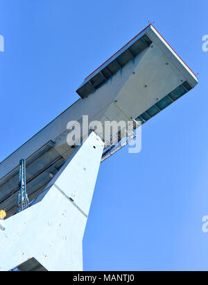 Container harbor with harbor cranes or freight cranes. Warf or cargo ...