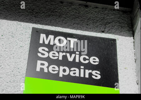 A Motor Ordinance Test (MOT) Station Sign At A Garage In The UK Stock ...