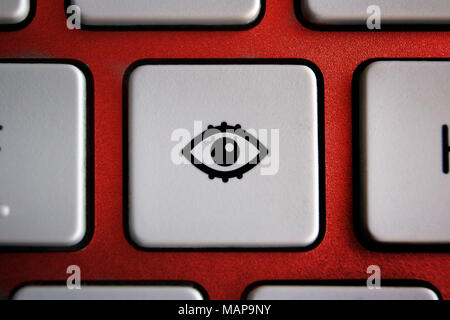 Image of eye icon on computer keyboard button Stock Photo - Alamy