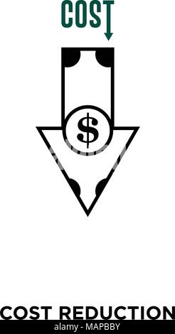 Reduction chart icon Black line art vector in black and white outline ...