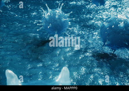 Abstract pathogenic virus cell, cancer cell under microscope, malignant ...