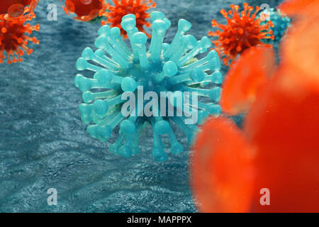 Abstract pathogenic virus cell, cancer cell under microscope, malignant ...