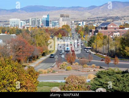 Downtown Boise Cityscape. View from the south of skyscrapers, streets ...