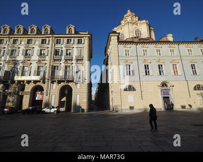 TURIN, ITALY - CIRCA JANUARY 2018: Christmas tree in Piazza Castello ...
