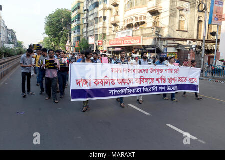 Kolkata, India. 03rd Apr, 2018. Group of people participate in a rally ...
