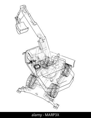 Outline of excavator isolated on background Stock Photo - Alamy