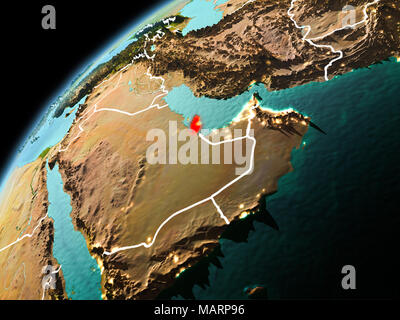 Illustration of Qatar as seen from Earth’s orbit on planet Earth. 3D ...