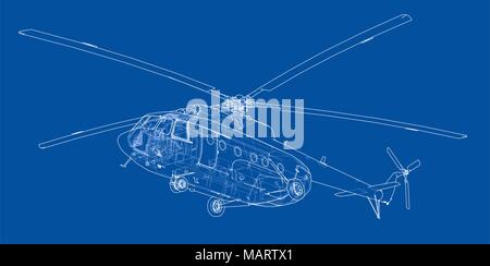 Engineering drawing of helicopter Stock Photo - Alamy