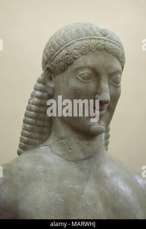 Marble statue of a kouros (youth). Culture: Greek, Attic. Dimensions ...