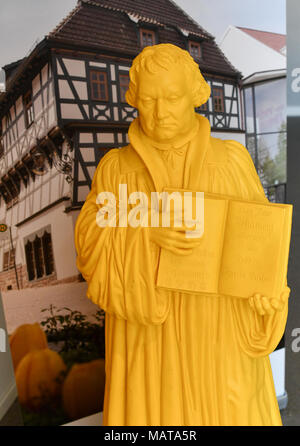 28 March 2018, Eisenach, Germany: A big Lego figure depicting Martin ...