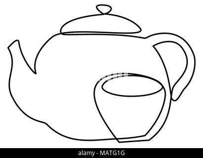 Tea set one line drawing concept Stock Vector Image & Art - Alamy