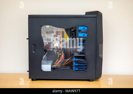 Black Midi Tower Gaming Computer Case Back View Showing Fans and Ports ...