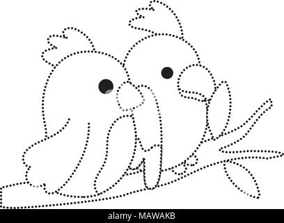 dotted shape beauty parrot bird cute animal vector illustration Stock ...