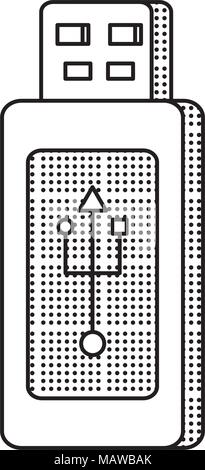 sketch of usb drive icon over white background, vector illustration ...