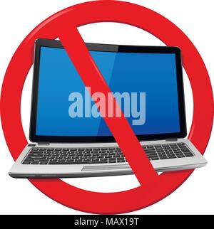 laptop with ban sign Stock Vector Image & Art - Alamy
