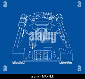 Blueprint of realistic tank Stock Photo - Alamy