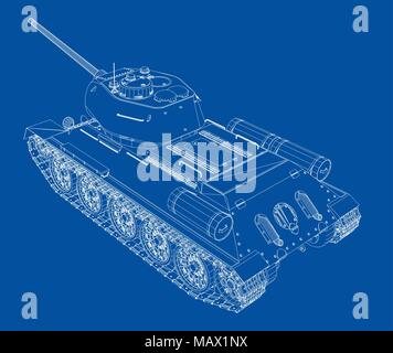 Blueprint of realistic tank Stock Photo - Alamy
